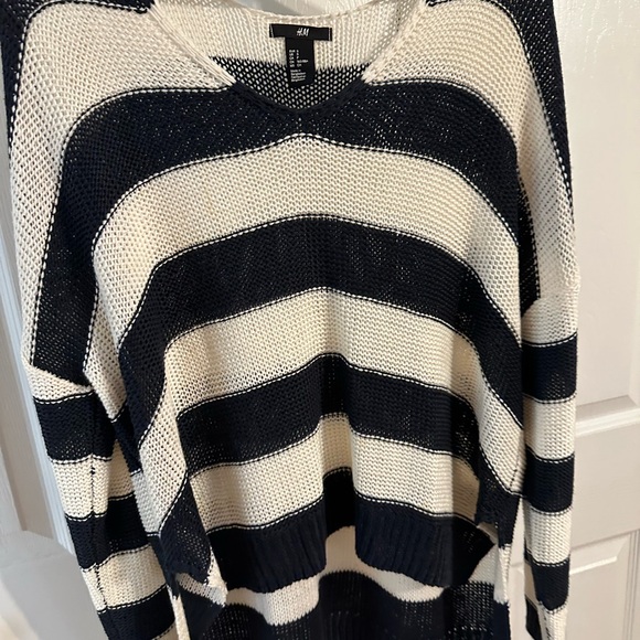 H&M | Sweaters | Hm Striped Knit Sweater Vneck | Poshmark